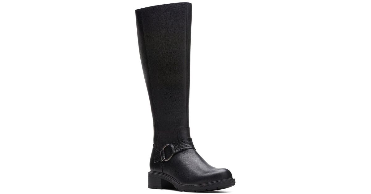 Clarks Hearth Raews Leather Boot in Black | Lyst