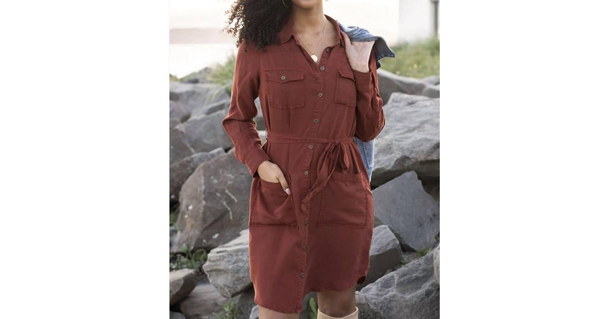 Grace and Lace Tencel Lyocell Utility Dress in Red | Lyst