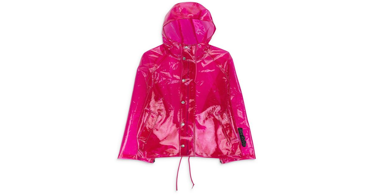 Acne Studios Hooded Transparent Raincoat in Pink for Men | Lyst