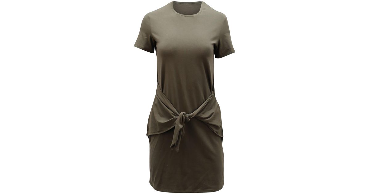 Theory Dakui Front Tie Dress in Green | Lyst