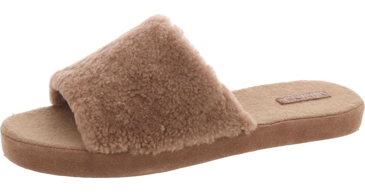 Vince Kenia Lamb Fur Comfort Slide Slippers in Brown | Lyst