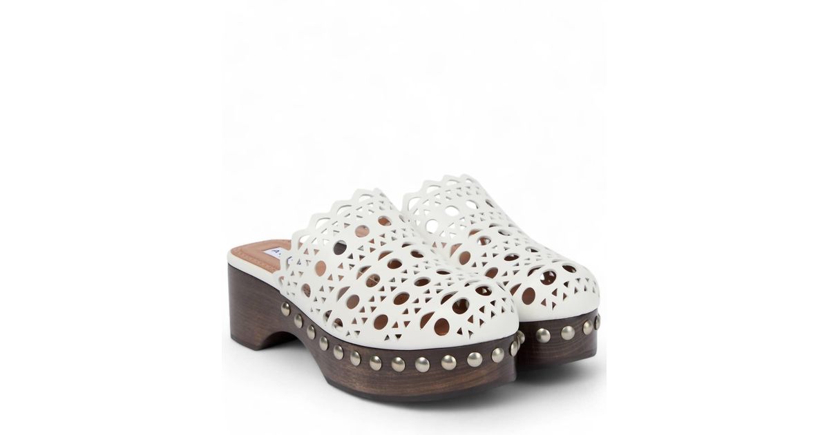 Alaïa Flat Clogs in White | Lyst