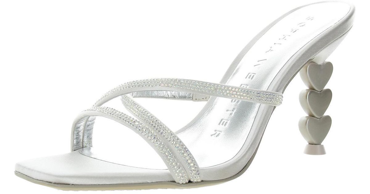 Sophia Webster Aphrodite Mid Embellished Satin Heels in White | Lyst