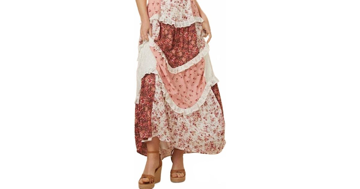 Rosa Clothing Parfait Patchwork Tiered Floral Maxi Dress in Pink | Lyst