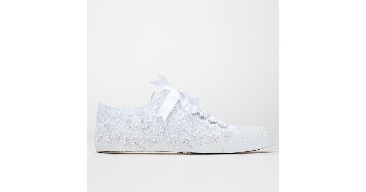 Forever & Always Shoes Shelby Lace Bridal Sneakers in White | Lyst