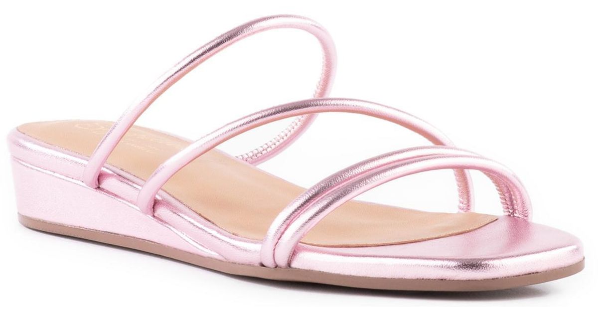 Seychelles Rock Candy Metallic Leather Slide Sandals in Pink | Lyst