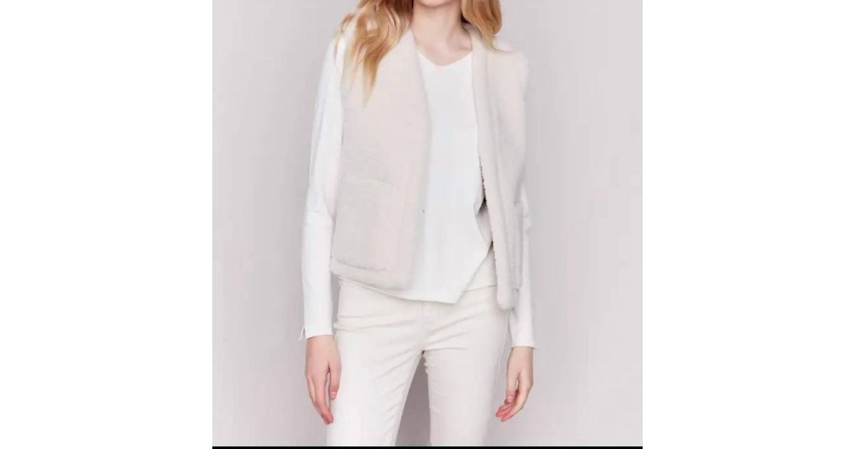Charlie b Sherpa Reversible Truffle Vest in White | Lyst