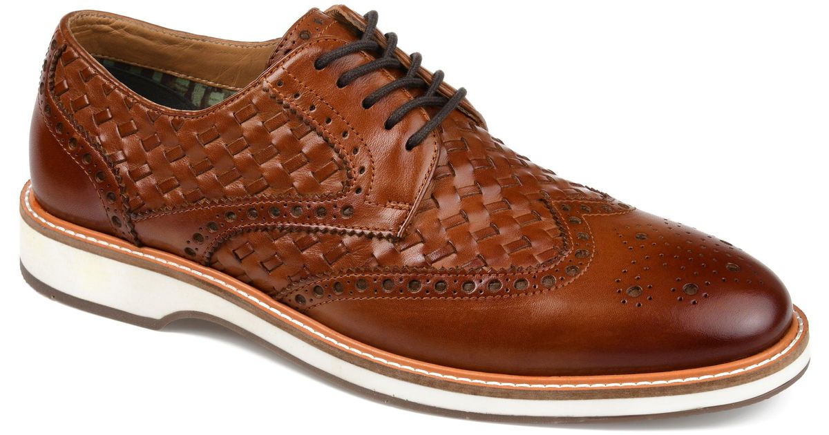 Thomas & Vine Radcliff Woven Wingtip Derby in Brown for Men | Lyst