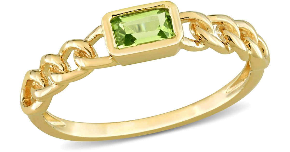 Mimi & Max 1/3Ct Tgw Octagon-Cut Peridot Interlocking Design Ring in ...