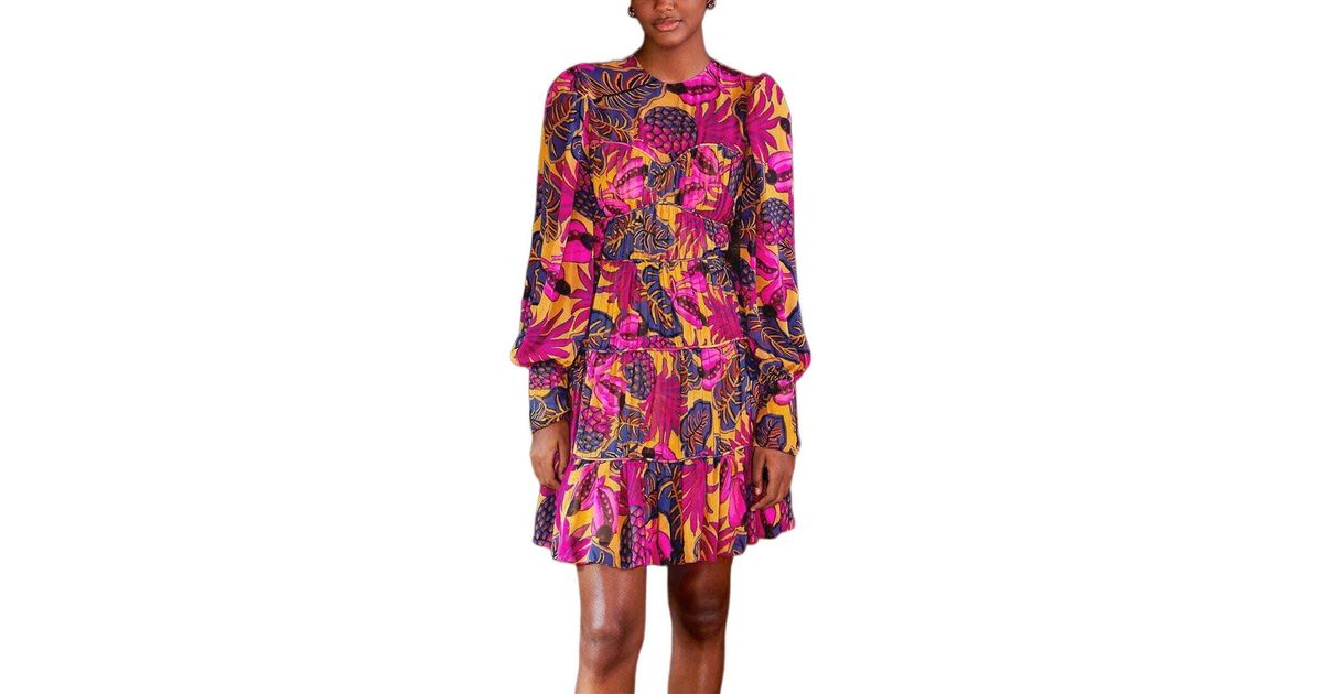 FARM Rio Fruit Dream Long Sleeve Mini Dress in Red | Lyst