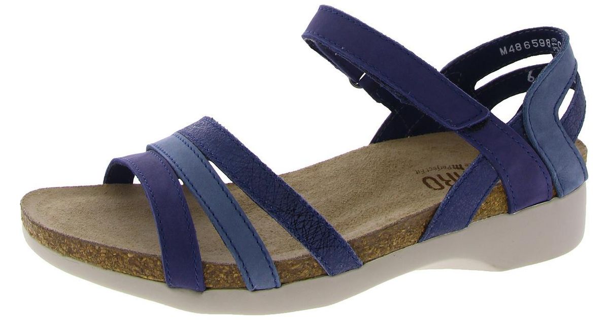 Munro Faux Suede Ankle Strap Wedge Sandals in Blue | Lyst