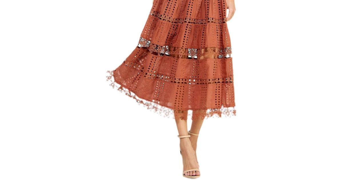 Strut & Bolt Eyelet Lace Tube Midi Dress in Red | Lyst