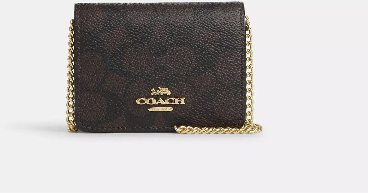 COACH Mini Wallet On A Chain in Black | Lyst