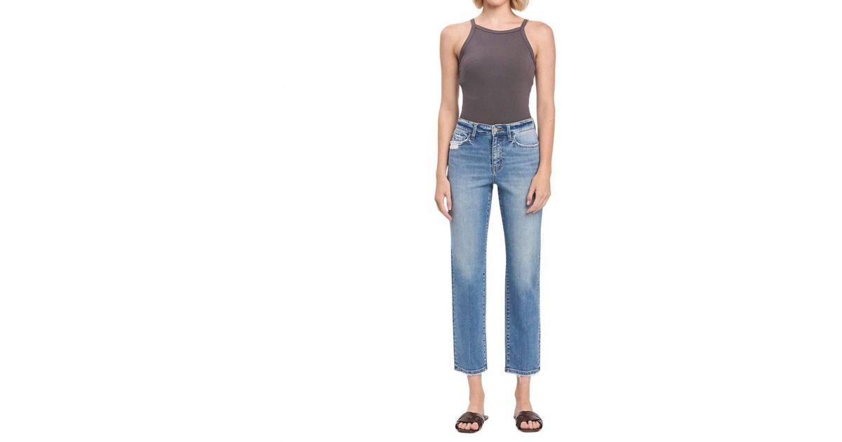 VERVET BY FLYING MONKEY High Rise Tapered Straight Jeans in Blue | Lyst