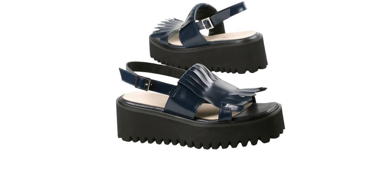 All Black Kiltie Sling Flatform Sandal in Blue | Lyst
