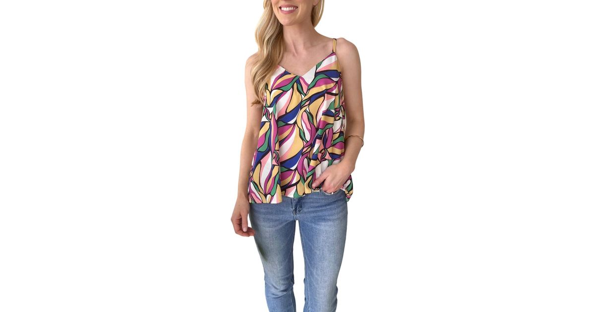 Carole Christian Geo Leaf Tank in Blue | Lyst