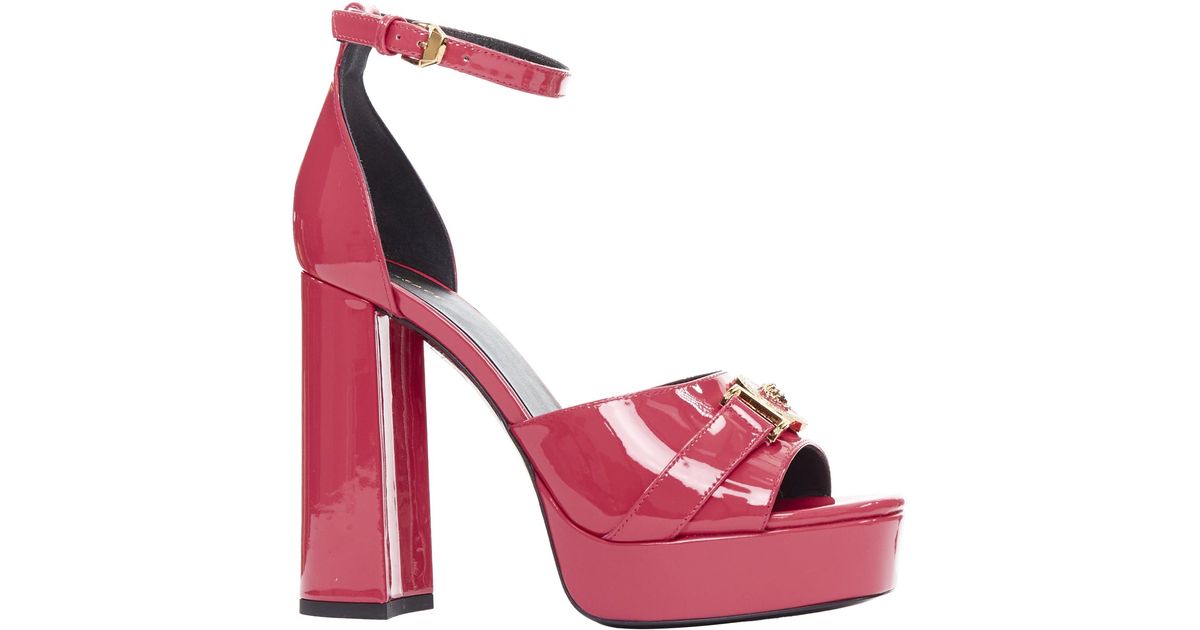 Versace Tribute Medusa Emblem Open Toe Platform Sandal in Pink | Lyst