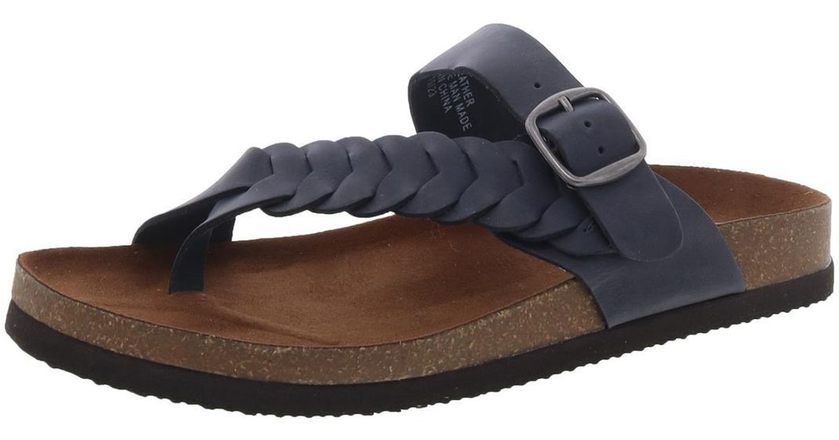 White Mountain Happier Toe Loop Buckle Slide Sandals in Blue | Lyst