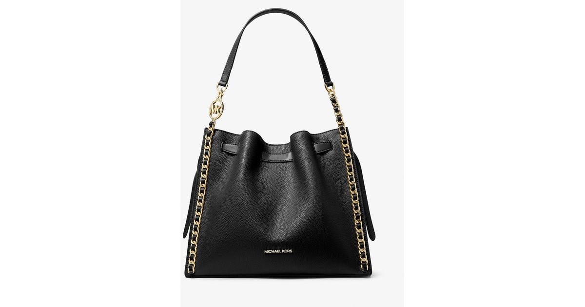 Michael Kors Outlet Mina Large Chain Shoulder Bag in Black | Lyst