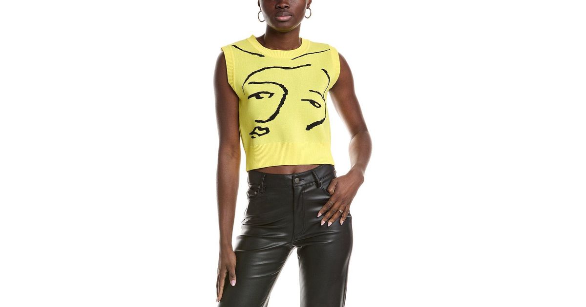 Gracia Abstract Line Art Sweater Vest in Metallic | Lyst