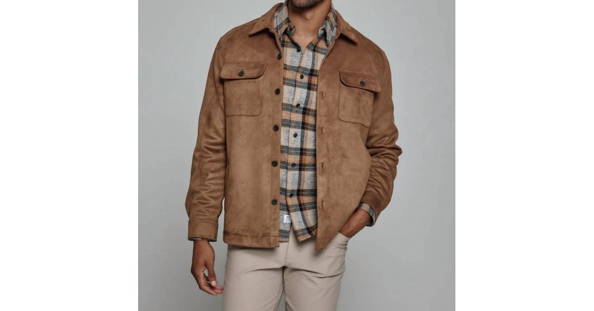 7 Diamonds Evolution Suede Shacket in Brown for Men | Lyst