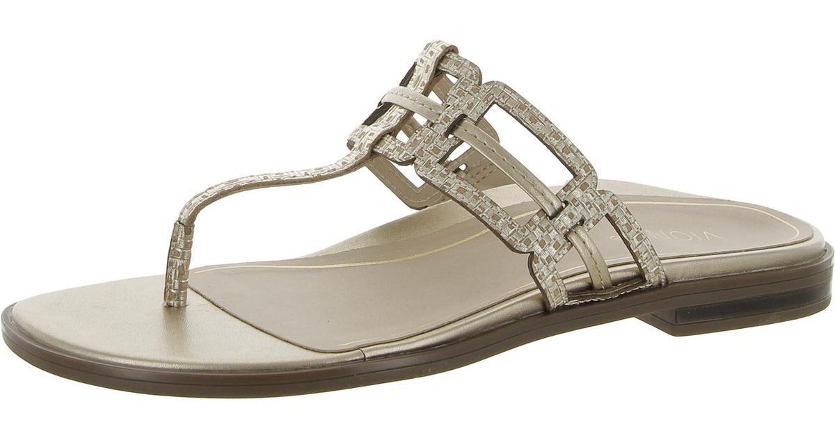 Vionic Alvana Leather Thong Slide Sandals in Metallic | Lyst