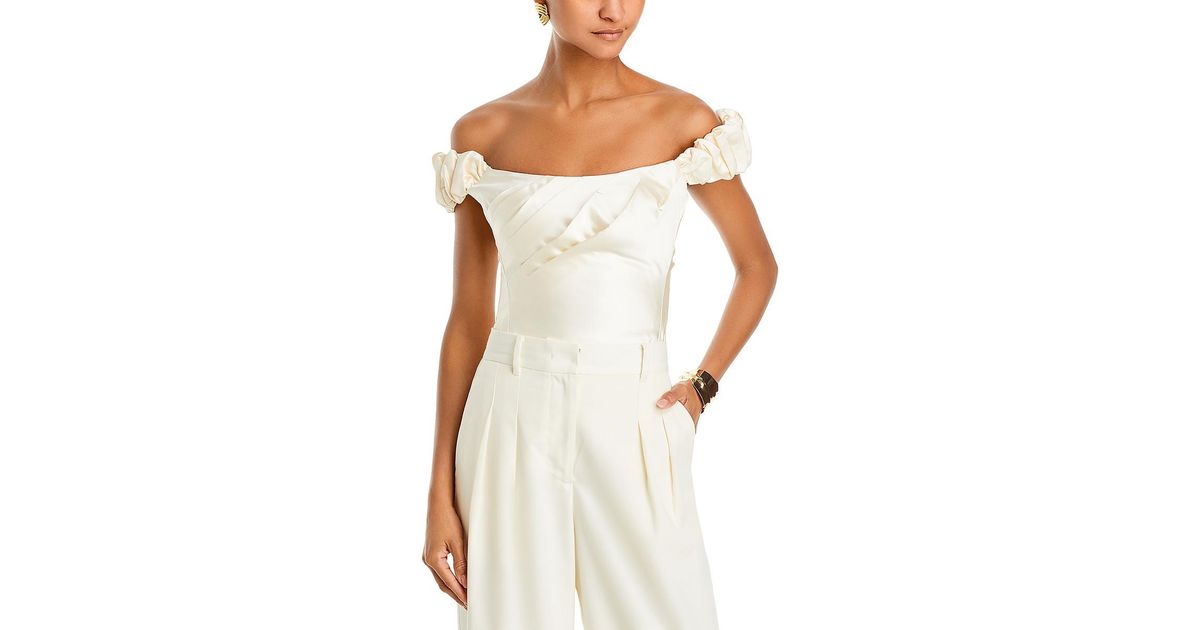 LoveShackFancy Ruffled Bandaged Off The Shoulder in White | Lyst