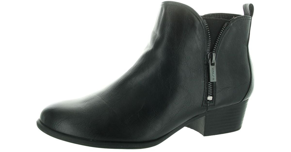 Unisa Pedrio Zipper Faux Leather Ankle Boots in Black | Lyst