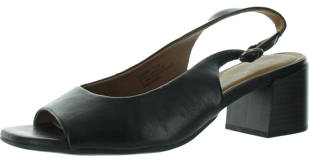 BareTraps Promise Block Heel Manmade Slingback Sandals in Black | Lyst