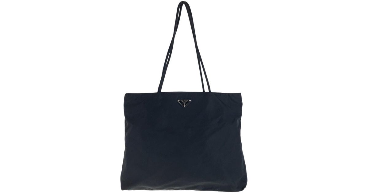Prada Nylon Tessuto Triangle Logo Tote in Blue | Lyst