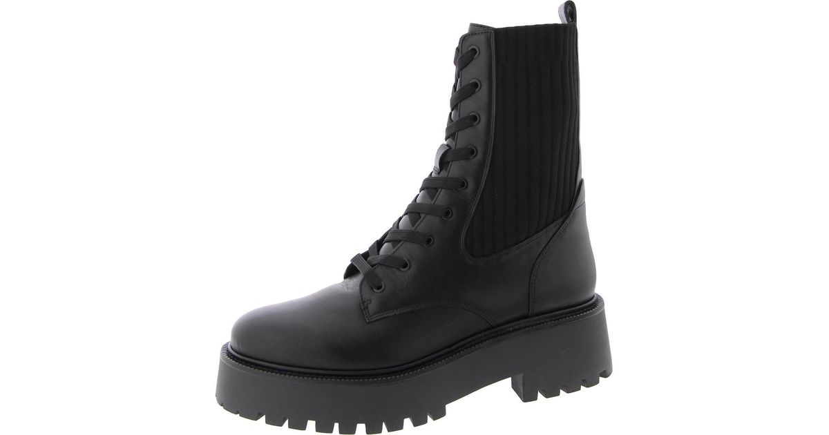 Sam Edelman Evina Zipper Block Heel Combat & Lace-Up Boots in Black | Lyst