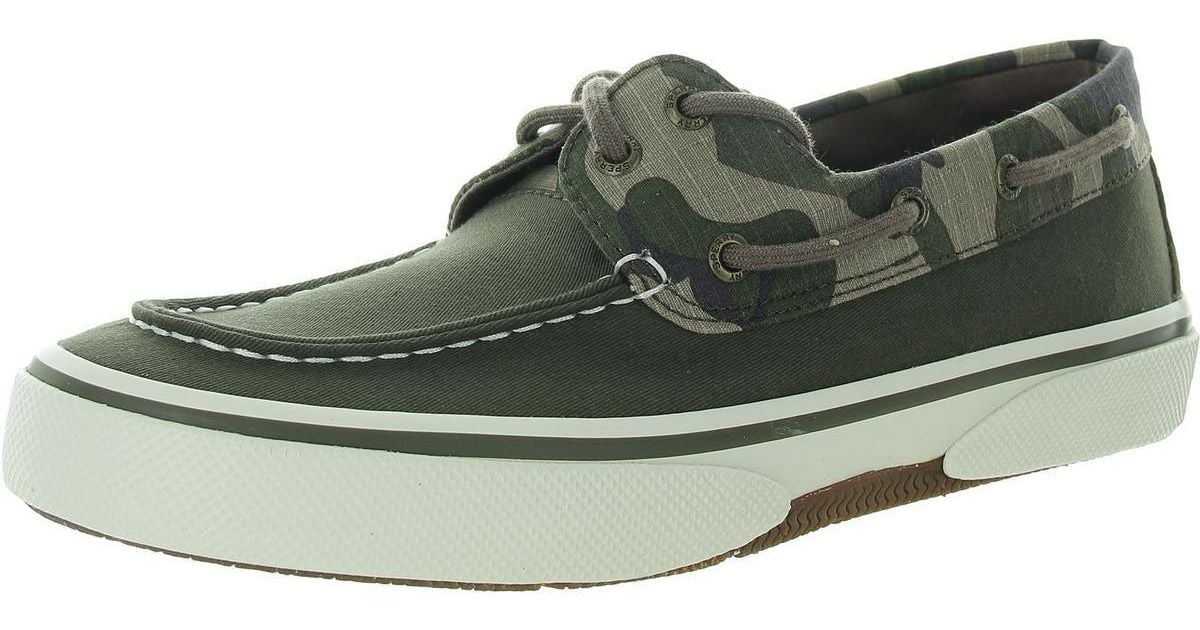 Sperry Top-Sider Halyard 2-Eye Camouflage Canvas Boat Shoes in Green ...