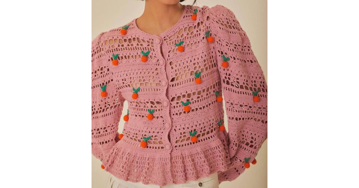 FARM Rio Tassel Crochet Blouse in Pink | Lyst