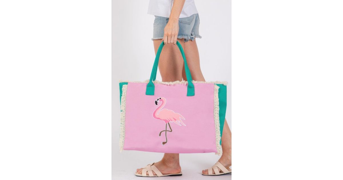 Fashnzfab Embroidered Anchor Patch Fringe Tote Bag in Pink | Lyst