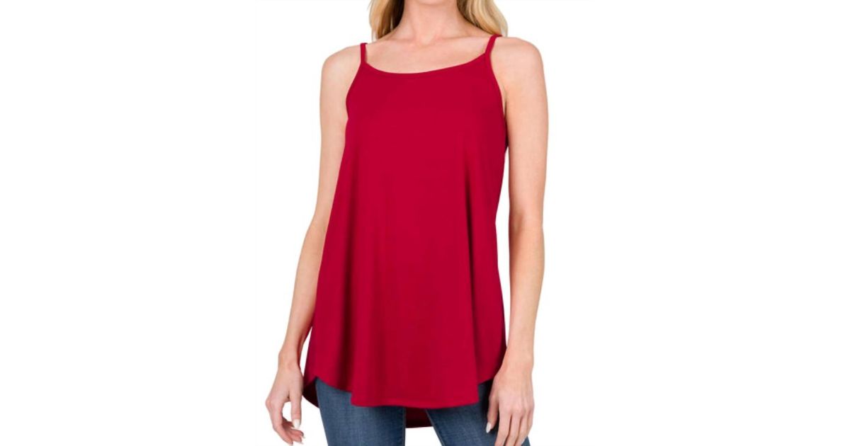 Zenana Front And Back Spaghetti Cami in Red | Lyst
