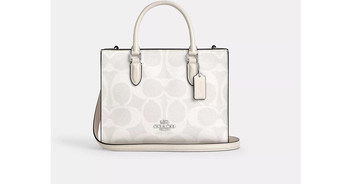 COACH Maggie Small Tote Bag in White | Lyst