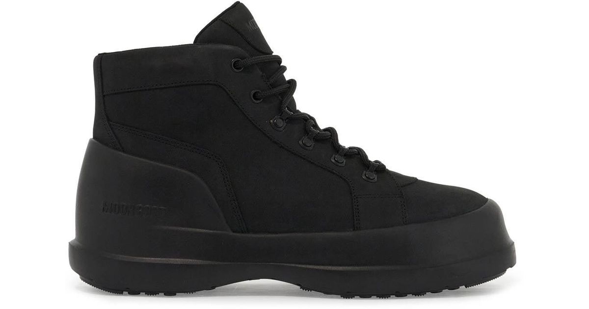 Moon Boot Luna Trek Mid Nubuck An in Black for Men | Lyst