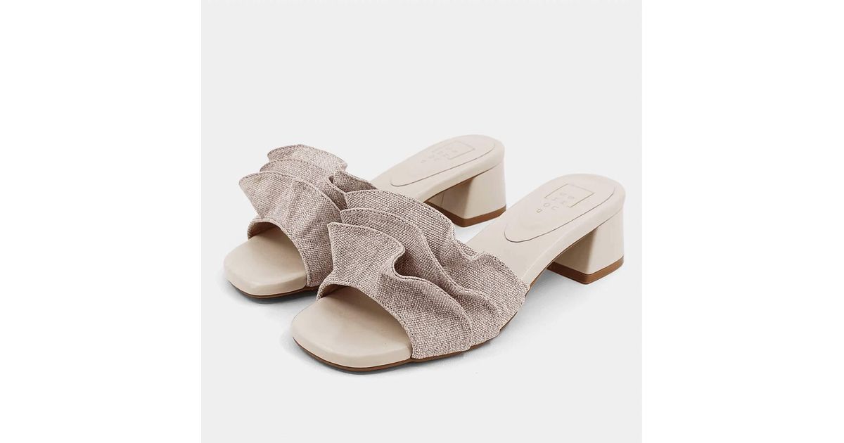 Shu Shop Frances Ruffle Slide Sandal in Natural | Lyst