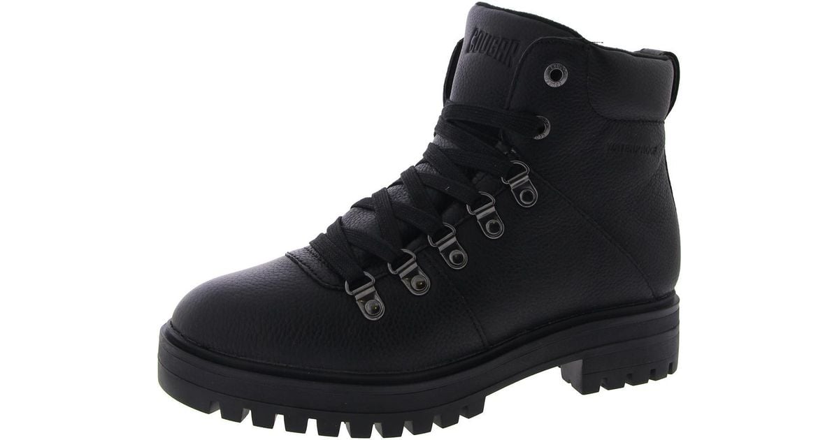 Cougar Shoes Nash Leather Lug Sole Combat & Lace-Up Boots in Black | Lyst