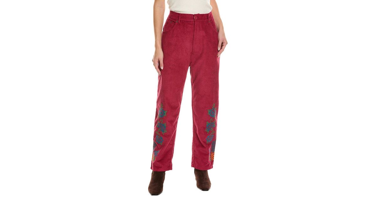 FARM Rio Embroidered Corduroy Pant | Lyst