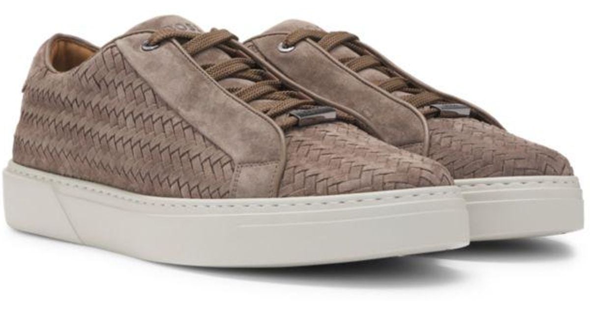 BOSS Selected By Shohei Ohtani Gary Woven-Suede Trainers With Hidden ...