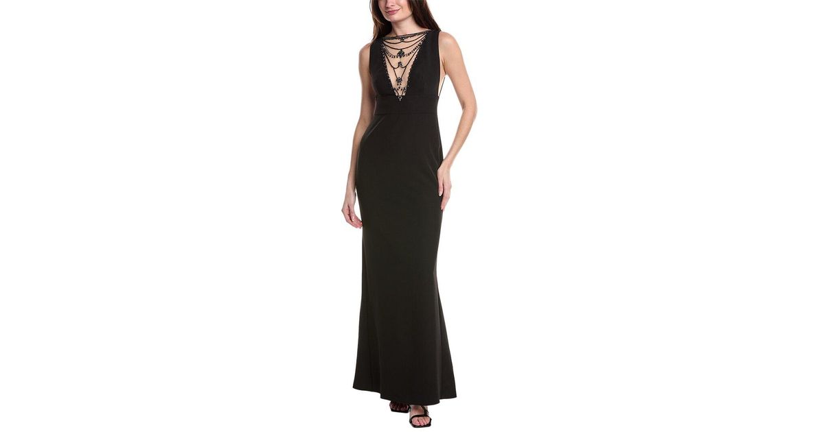 Marchesa Jewel Embellished Column Gown in Black | Lyst