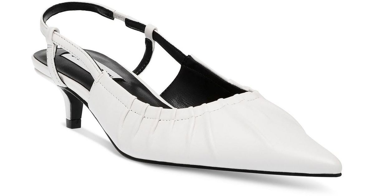 Steve Madden Syrie Leather Pointed Toe Slingback Heels in White | Lyst