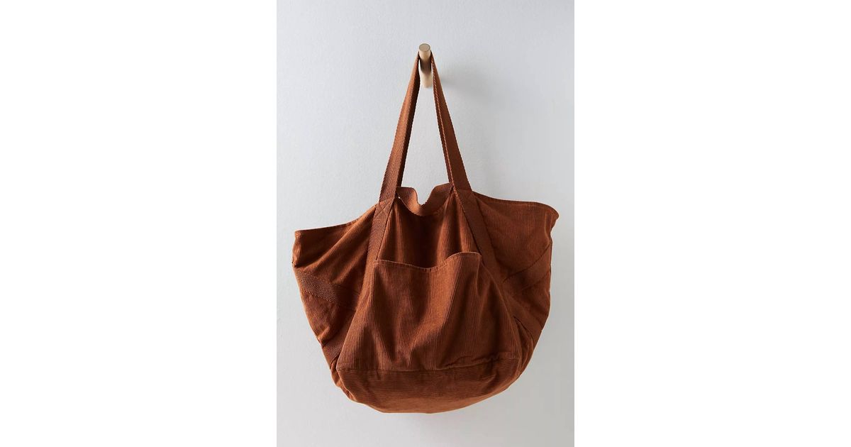 Free People Mega Cord Tote Bag in Brown | Lyst