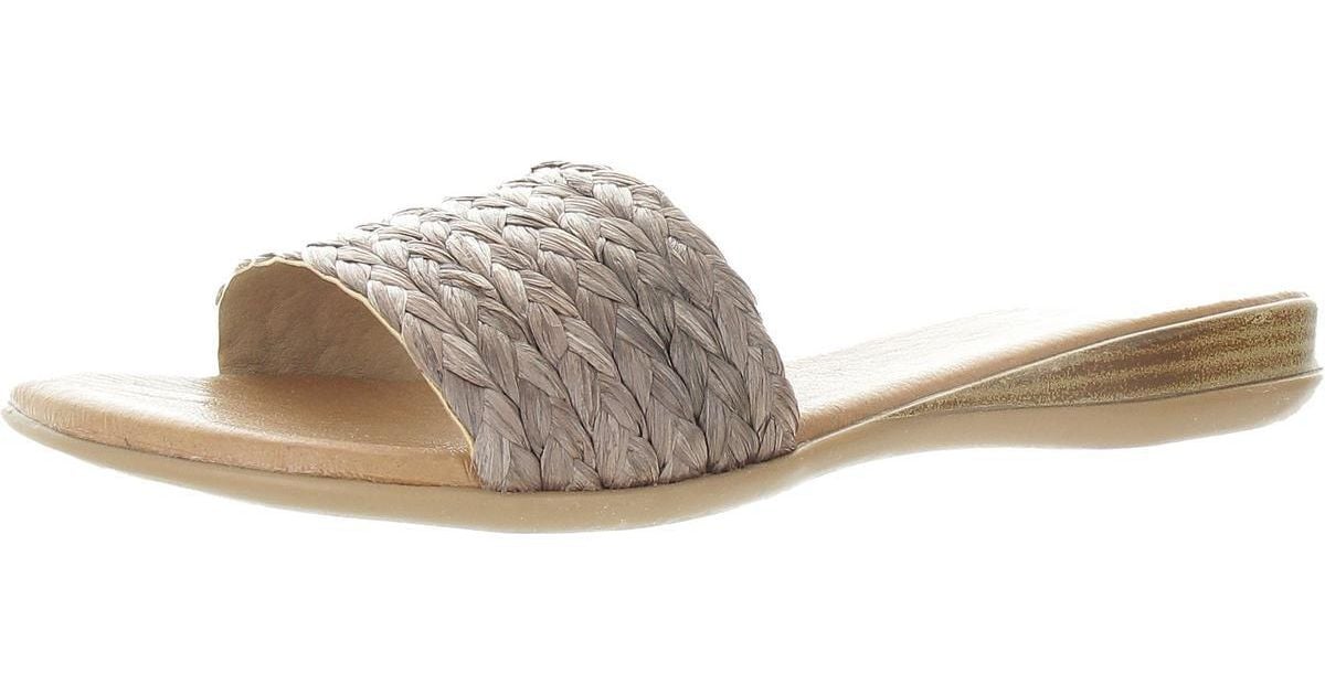 Andre Assous Solid Slide Sandals in Brown | Lyst