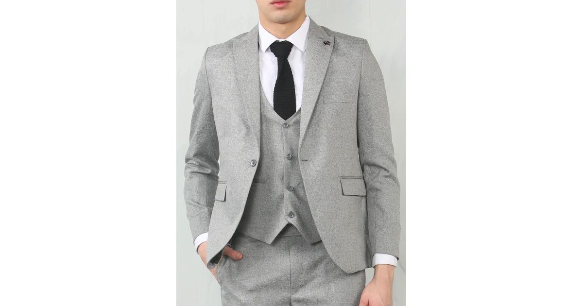 TruClothing 3 Piece Suit Tailored Fit Wedding Prom Formal Textured in ...
