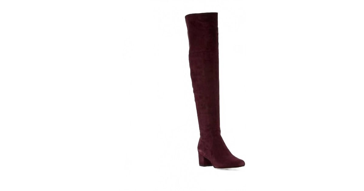 Sam Edelman Elina Suede Leather Over The Knee Boots in Red | Lyst
