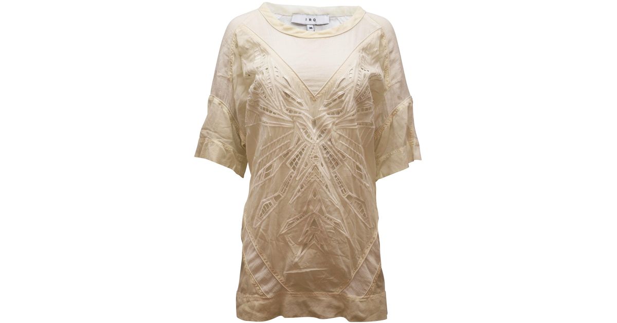IRO Patterned Laser Cut Dress in Natural | Lyst