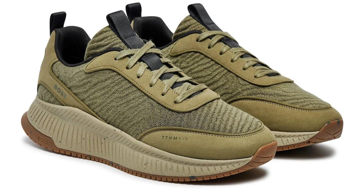 BOSS Titanium Evo Running Sneakers, Dark in Green for Men | Lyst