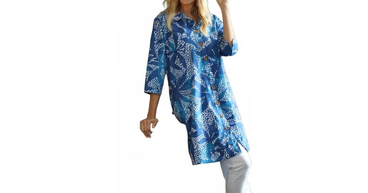 KikiSol Hatch A-Line Jacket With Buttons in Blue | Lyst